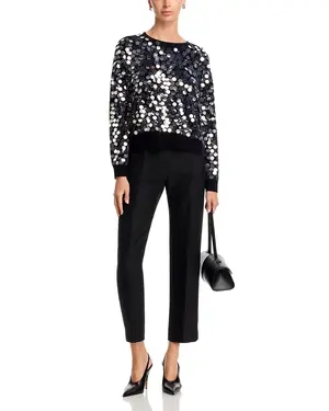 Bloomingdale'S Pailette Embellished Crewneck Sweater - Black