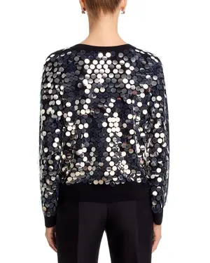 Bloomingdale'S Pailette Embellished Crewneck Sweater - Black