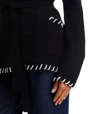 Bloomingdale'S Whipstitch Belted Cardigan Sweater