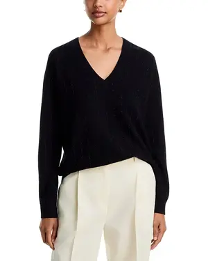 Bloomingdale'S Rhinestone V-neck Sweater - Black
