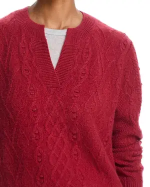 Bloomingdale'S Split Neck Cable Sweater