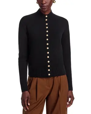 Bloomingdale'S 100% Cashmere Mock Neck Cardigan - Black