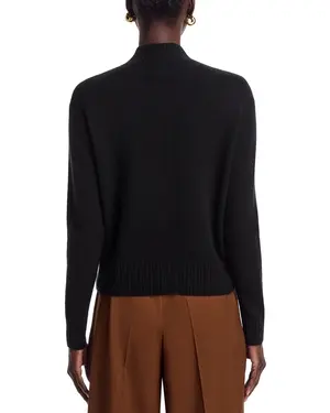 Bloomingdale'S 100% Cashmere Mock Neck Cardigan - Black