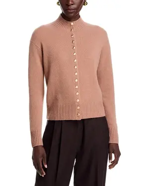 Bloomingdale'S 100% Cashmere Mock Neck Cardigan - Camel