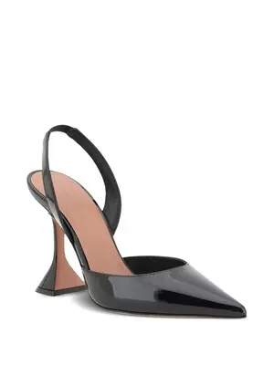 Amina Muaddi Holli Patent Leather Slingback Pumps