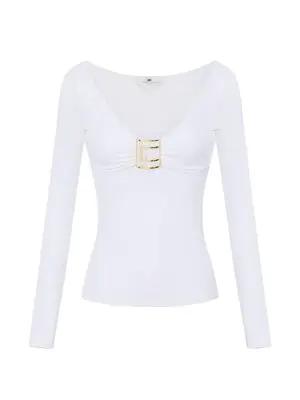 Elisabetta Franchi V-necked Sweater - White