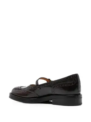 Church's Sheila Leather Mary Jane Flats With Brogue Detailing - Red