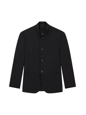 Giorgio Armani Blazer One Shot Regular Fit In Pure Virgin Wool Crepe - Black