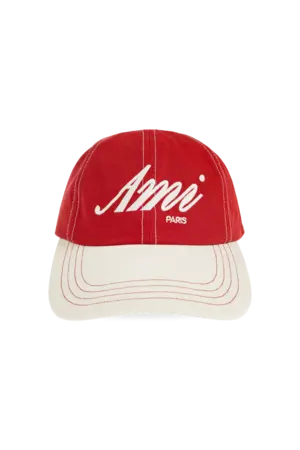 AMI Paris Cap With Logo - Red