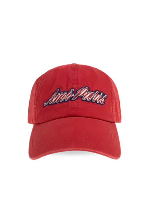 AMI Paris Cotton Baseball Cap With Logo Embroidery - Red