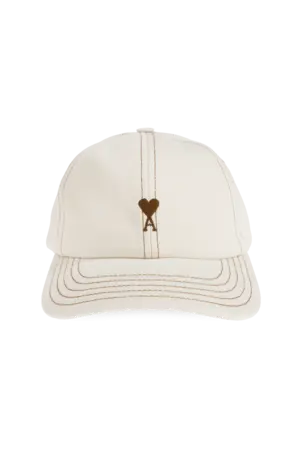 AMI Paris Cap With Logo - Cream