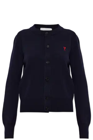 AMI Paris Wool Cardigan - Navy Blue