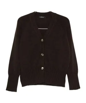 ARAGONA V-neck Button-up Cardigan - Brown