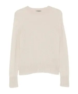ARAGONA Ribbed-trim Crew Neck Sweater - Beige