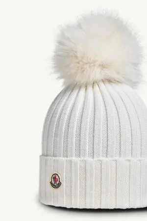 Moncler Wool Beanie With Pom Pom
