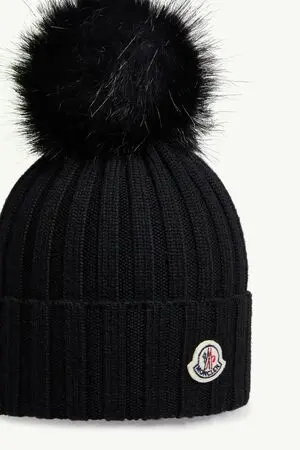 Moncler Wool Beanie With Pom Pom