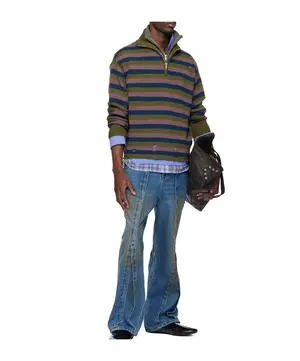 Andersson Bell Double Striped Half-zip Sweater