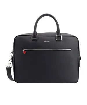 Kiton Logo Plaque Zipped Laptop Bag - Black