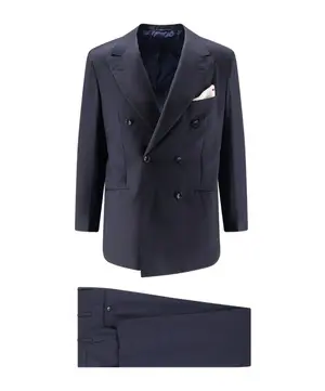Kiton Double-breasted Peak-lapel Suit - Black