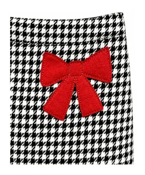 SIMONETTA Houndstooth Midi Skirt With Bow Detail