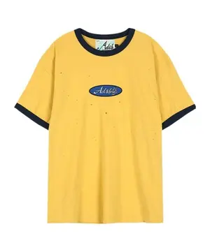 Andersson Bell Logo Patch Crew Neck T-shirt - Yellow