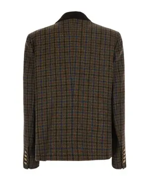 BLAZÉ MILANO Single-breasted Plaid Blazer - Brown