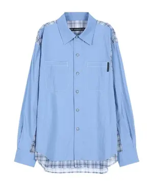 Andersson Bell Mesh Patchwork Shirt - Sky-blue
