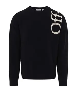 Off-White Vertical Bookish Embroidered Sweater - Black