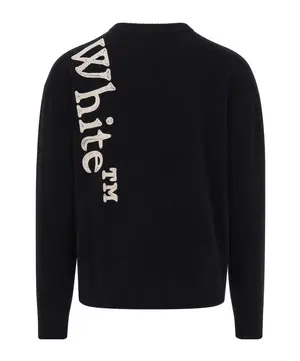 Off-White Vertical Bookish Embroidered Sweater