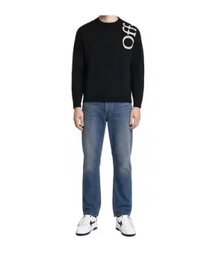 Off-White Vertical Bookish Embroidered Sweater