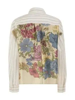 Max Mara Striped Floral Paneled Shirt