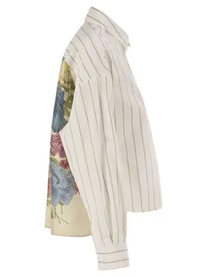 Max Mara Striped Floral Paneled Shirt