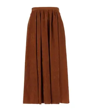 FORTE_FORTE Pleated Skirt - Brown