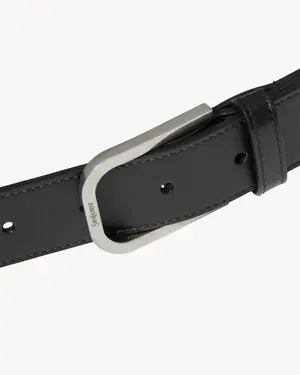 Saint Laurent Smooth Leather Belt With Engraved Buckle