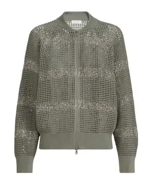 Brunello Cucinelli Open Knit Zip Sweater