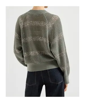 Brunello Cucinelli Open Knit Zip Sweater