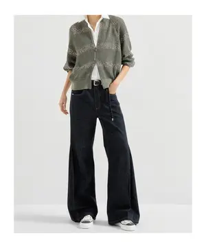 Brunello Cucinelli Open Knit Zip Sweater
