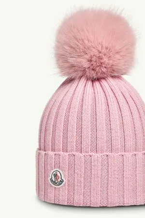 Moncler Wool Beanie With Pom Pom