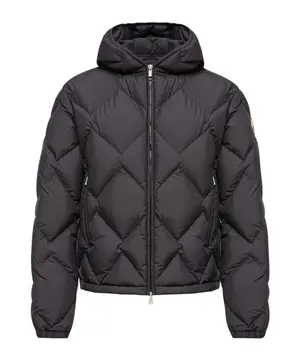 Moncler Arvouinne Hooded Triangle-quilted Short Down Jacket - Black