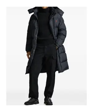 Polo Ralph Lauren Hooded Padded Longline Bomber Coat - Black