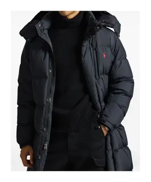 Polo Ralph Lauren Hooded Padded Longline Bomber Coat - Black