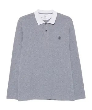 Brunello Cucinelli Long-sleeve Cotton Polo Shirt - Grey