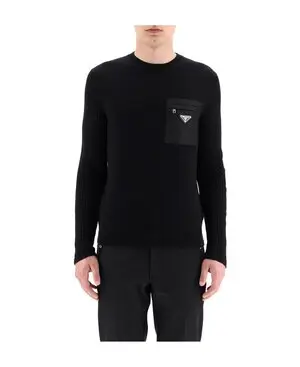 Prada Logo Rib Knitted Jumper - Black