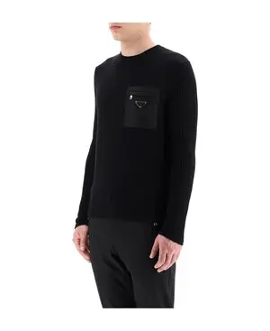 Prada Logo Rib Knitted Jumper - Black