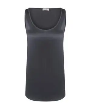 Brunello Cucinelli Beaded Silk Satin Tank Top - Grey
