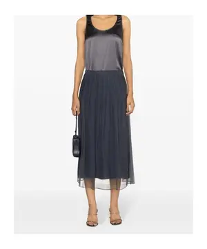 Brunello Cucinelli Beaded Silk Satin Tank Top - Grey