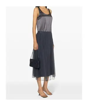 Brunello Cucinelli Beaded Silk Satin Tank Top - Grey