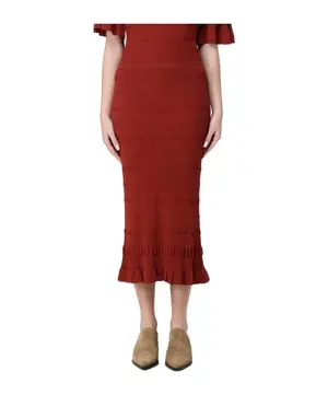 TWINSET Ruffled Knitted Skirt - Red