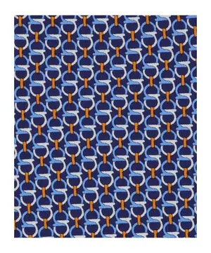 FERRAGAMO Gancini Links Print Silk Tie - Navy Blue