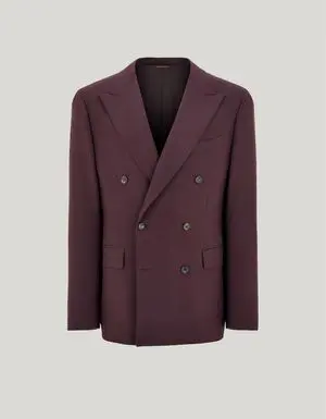 Canali Dark Brown Wool Flannel Double-breasted Jacket